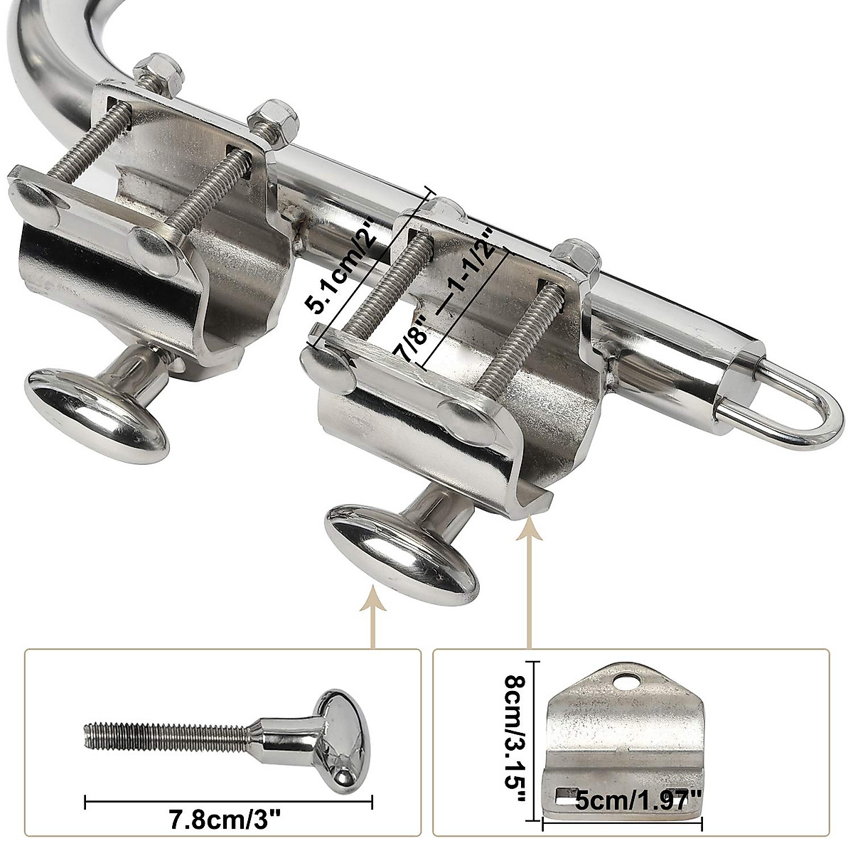 Homend Stainless Steel Storage Rack Kayak Boat Rail Mounted fit SUP Surfboards,Longboards and Stand up Paddle Boards.