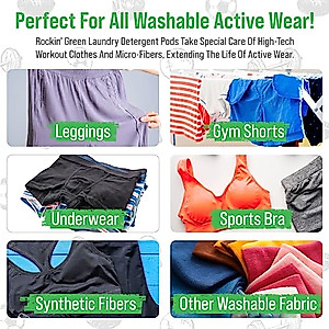 Rockin' Green Laundry Detergent, Plant based, All Natural Laundry Detergent Powder, Vegan and Biodegradable Odor Fighter, Safe for Sensitive Skin (Active Wear 90 Loads - Freshwood Mac)