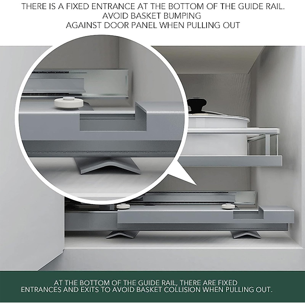 YEKIM Corner Pull Basket Kitchen Cabinet, Soft Close Blind Corner 4 Shelves, 2 Tier Sliding Cabinet Organizer, Kitchen Cabinet Corner Shelving Corner Swivel Organizer