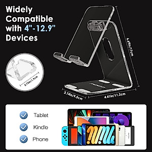 MoKo Acrylic Tablet Stand, Adjustable Angle Phone Stand for Desk, Fit with iPhone 16/Pro/Pro Max/Plus, iPhone 15/Pro/Pro Max/Plus, iPhone 14/Pro/Pro Max/Plus, iPhone 13/Pro/Pro Max/Plus, Clear