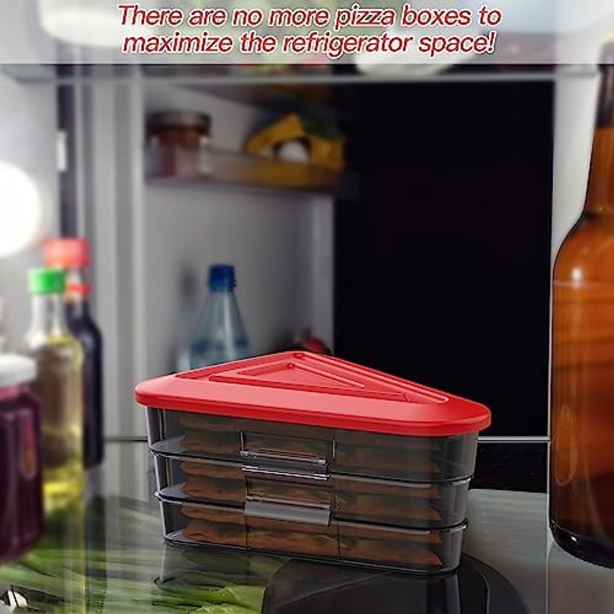 Pizza Storage Container, Expandable Pizza Slice Container, Reusable Pizza Pan Pizza Box Set with Lids to Leftover Organization and Space Saver