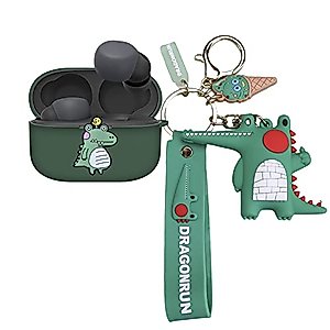 CASEVERSE Case Compatible with Sony LinkBuds S, Cute Cartoon Anime Dinosaur Silicone Soft Covers for LinkBuds S with Keychain for Girls Boys Teens