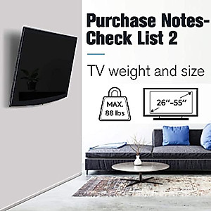 Mounting Dream Tilting TV Mounts for Most 26-55 Inch LED, LCD TVs up to VESA 400 x 400mm and 88 LBS Loading Capacity, TV Wall Mount with Unique Strap Design for Easily Lock and Release MD2268-MK