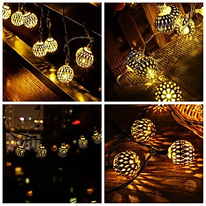 Globe String Lights, CMYK 20 Ft 40 Balls Waterproof LED Fairy Lights, Outdoor Starry Lights Solar Powered String Lights, Decorative Lighting for Home, Garden, Party, Festival, Warm White