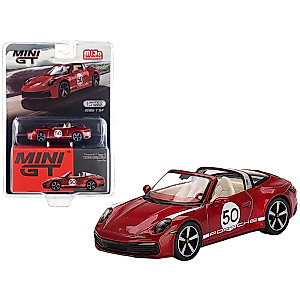 True Scale Miniatures Model Car Compatible with Porsche 911 Targa 4S Cherry Red Limited Edition 1/64 Diecast Model Car MGT00461