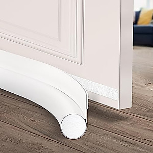 Holikme Door Draft Stopper Weather Stripping, Door Sweep,Adjustable Under Door Draft Blocker, Insulator, Suitable for Interior／Exterior Doors, 36” Length (White)