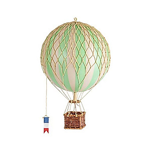 Authentic Models, Floating The Skies Air Balloon, Hanging Home Decor - 11.80 Inch Height, Historic Hot Air Balloon Model for Home Decor, Detailed Vintage Decorations to Hang from Ceiling - True Green
