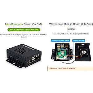 Bicool Mini-Computer for Raspberry Pi Compute Module 4 (NOT Included), Mini IO Board Lite Version (A), with CM4-IO-BASE-A and Metal Case with Cooling Fan,Onboard CSI/DSI/HDMI/USB/RJ45 etc.Connectors