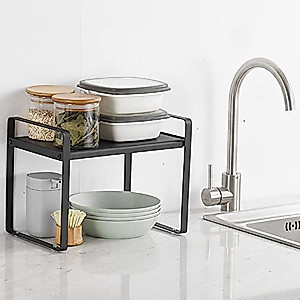 Kitchen Shelf, Large loadbearing Cabinet Shelf Stand Multifunction for Office Kitchen Bathroom 21 * 51cm Long Black Carbon Steel