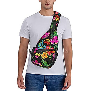Vbcdgfg Hawaiian Colorful Flower print Sling Bag, Crossbody Sling Backpack for Casual Shoulder Chest bag Women And Men