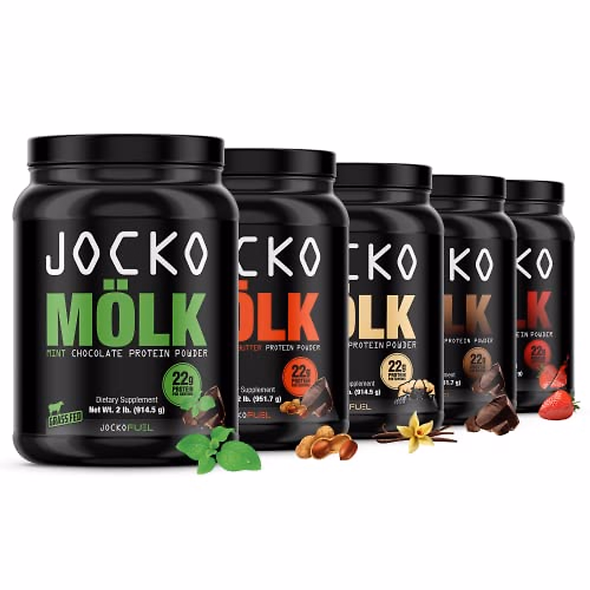 Jocko Mölk Whey Protein Powder (Mint Chocolate) - Keto, Probiotics, Grass Fed, Digestive Enzymes, Amino Acids, Sugar Free Monk Fruit Blend - Supports Muscle Recovery and Growth - 31 Servings