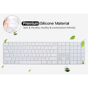 Keyboard Cover Skin for 2024 New Magic Keyboard with Touch ID and Numeric Keypad Model A3119 Ultra Thin Keyboard Protector, 2024 Magic Keyboard Accessories, Clear