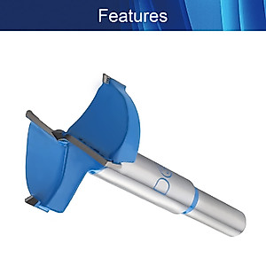 Hegebeck Forstner Drill Bit, 38mm Carbide Woodworking Hole Saw, Wood Drilling Cutter Boring Drill Bits with Round Handle, for Wood, Plastic, Plywood, Blue, 1pcs