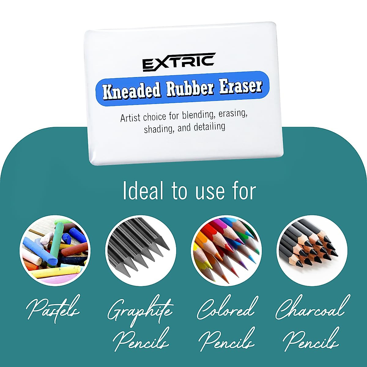 Kneaded Eraser - 4 Pack Kneaded Erasers for Artists - Erasers Medium Size Art Eraser, Gray Kneadable Erasers, Great for Artists, Sketching, Drawing and Shading