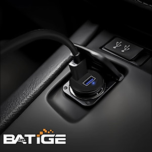 BATIGE Alloy Dual Port USB 3.0 Car Dashboard Flush Mount Cable, Male to Female with LED Indicator Extension Cable for Car Truck Boat Motorcycle Dashboard Panel - 3ft