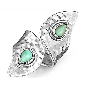 KOICCVQQ Fashion Silver Natural Bohemia Turquoise Ring Gem Faux Hypoallergenic Retro Charm Gypsy Style Eternal Ring Size 11