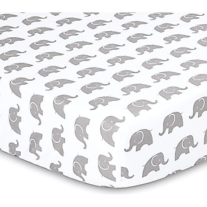 The Peanutshell Elephant Walk Crib Bedding Set - 3 Piece Unisex Nursery Set - Crib Quilt, Crib Sheet, Crib Skirt