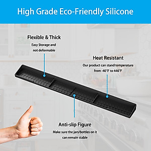 SCITURE Silicone Over the Stove Top Spice Shelf for Back of Stove, Kitchen 30" Spice Shelf Rack Organizer, Oven Shelf for Top of Stove, Oven Stovetop Spice Rack Shelf (1 Pcs, Black)