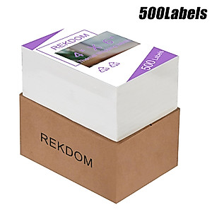 REKDOM 4X6'' Direct Thermal Labels (Pack of 500 Labels), Commercial Grade Self-Adhesive Shipping Labels, Compatible with REKDOM, LabelRange, Zebra, Rollo, MUNBYN, etc.