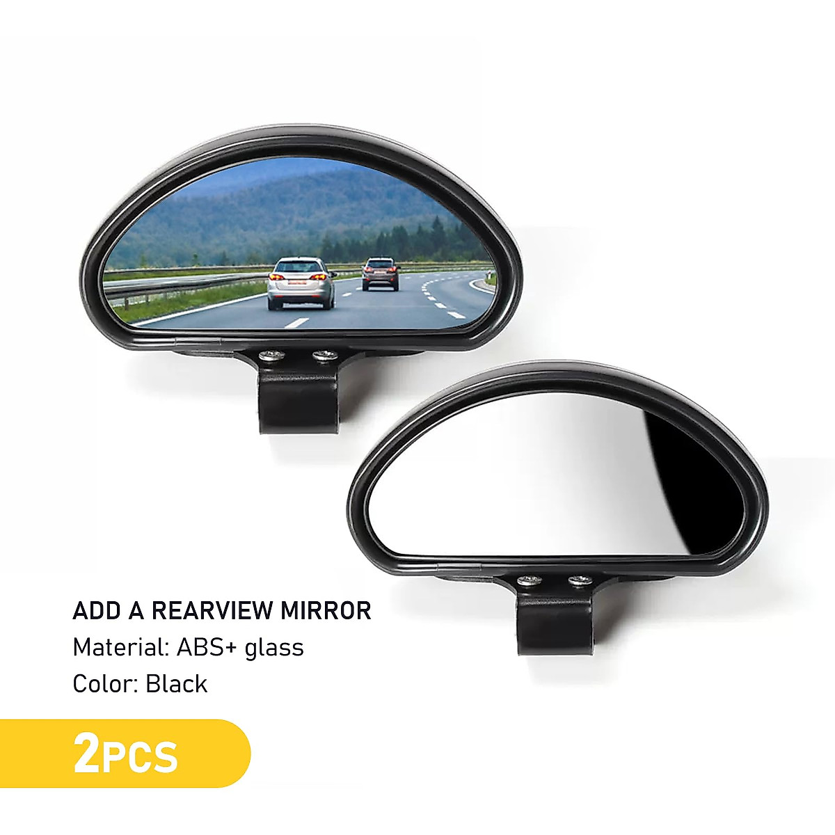 gunhunt 2 PCS Car Blind Spot Mirrors, Universal Wide Angle Mirror, Blindspot Convex Side Eye Mirrors, Car Auxiliary Mirrors, Automotive Body Parts Exterior (Black)