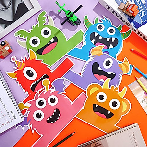 Aoriher 12 Pcs Monster Paper Hats Party Headbands Monster Themed Birthday Party Supplies Baby Shower Favors Monster Dress Costume for Boys Girls Kids Party Supplies Cosplay Props, 6 Styles