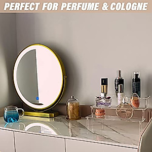 Acrylic Riser,Clear Display Risers Stand Perfume Organizer Cologne Acrylic Shelves 3 Tiered Cupcake Shelf for Amiibo Funko POP Figures Food Desserts Holder Collection Cosmetic Vendor Product