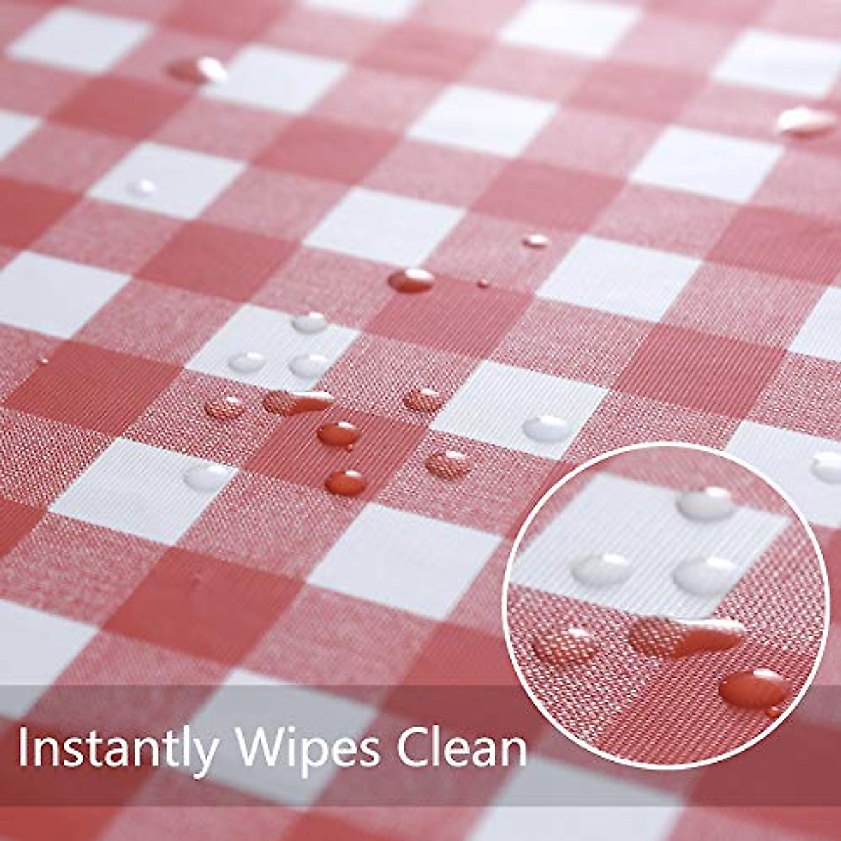 Obstal 100% Waterproof PVC Table Cloth, Oil-Proof Spill-Proof Vinyl Rectangle Tablecloth, Wipeable Table Cover for Outdoor and Indoor Use, 54x78 Inch, Red and White Checkered Pattern