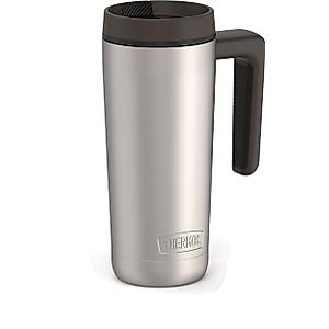 ALTA SERIES BY THERMOS Stainless Steel Mug 18 Ounce, Matte Steel/Espresso Black