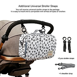 MOMIGO Baby Diaper Caddy Bag - Diaper Caddy Tote Baby Stroller Bag Nursery Storage Bin for Diapers, Wipes & Toys Mini Diaper Bag for Outdoor (Letter)