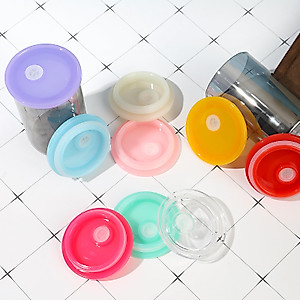 Colorful Acrylic Lids for 16 oz Glass Cups, Spill Proof and Reusable Tumbler Replacement Lids, Suitable for Beer Cans, Water Cups and Glasses(10 Pcs)
