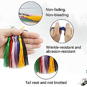 TORMEN 25 Pcs Bookmark Tassels, 5 inch Handmade Silky Soft Tassels with Cord Loops for Keychain Jewelry Making, Graduation, Sewing, DIY Craft (Blue