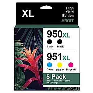 951XL 950XL Ink Cartridges 5-Pack, Replacement for HP 950 951 Ink Cartridges Combo Pack to use with HP OfficeJet Pro 8600 OfficeJet Pro 8610 OfficeJet Pro 251dw 276dw 8100 8620 8625 8630 Printer