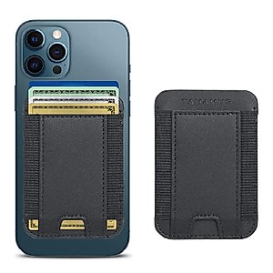 Tahamus Hold 1 to 7 Cards, Strong Magnetic Wallet Leather Card Holder for iPhone 14 13 12 Series, Compatible with Magsafe Wallet And Cases, (Black)