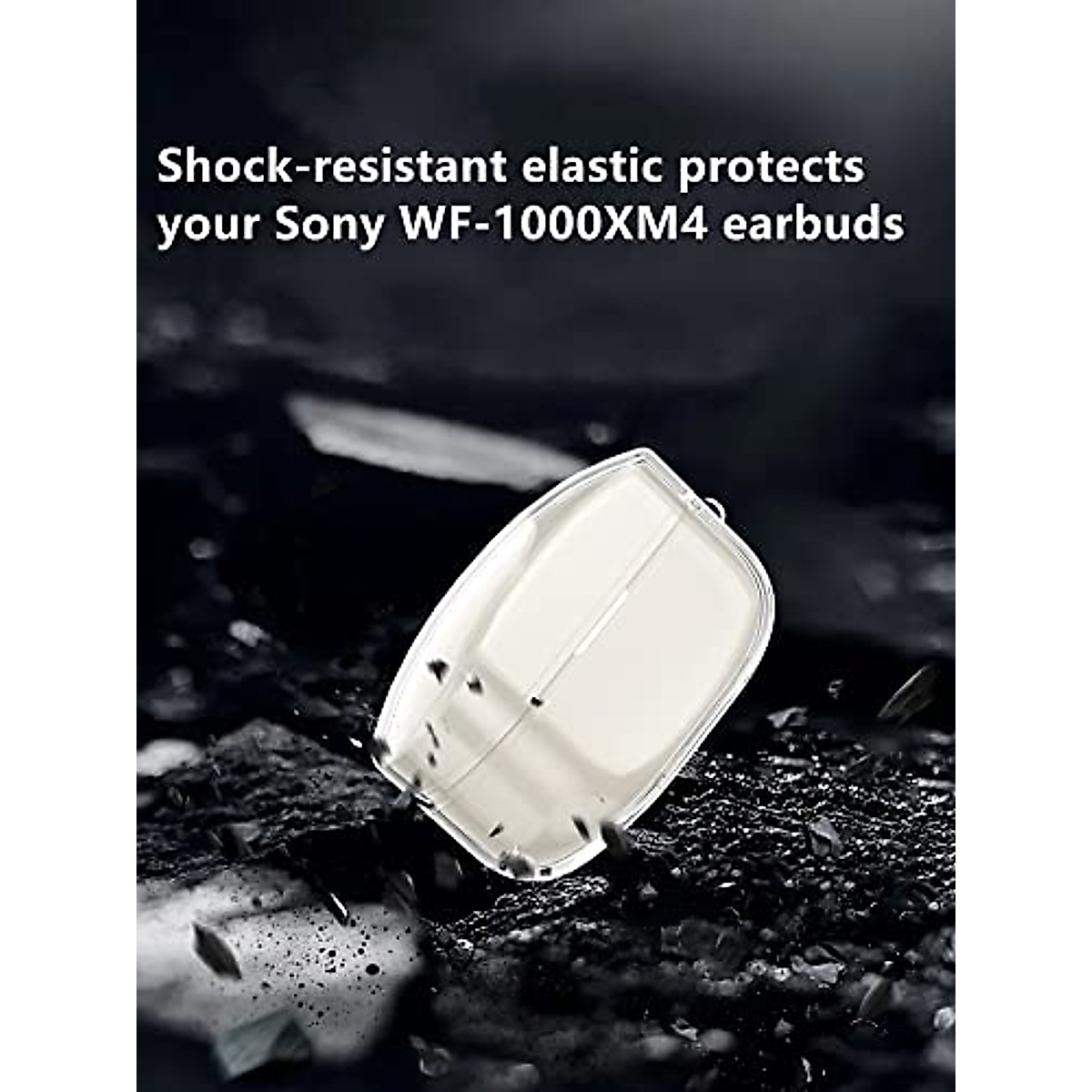 Cover Case for Sony WF-1000XM4 Earbud, Upgrade TPU Durable Sony WF-1000XM4 Case Wireless Earbuds Protective Cover with Keychain [2 Pack] (HD Transparent + Clear Black)