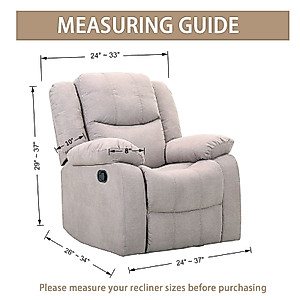 JIVINER 4-Piece Recliner Chair Covers Stretch Jacquard Covers for Recliner Chair Recliner Slipcovers for Living Room Soft Recliner Protector with Pocket (Recliner, Khaki)