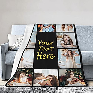 Customized Blanket with Photos,Gifts for Lover, Wife, Girlfriend Personalized Blankets with Picture, Custom Memories Pattern Fleece Throw Blanket, for Birthday, Memorial Day Anniversary