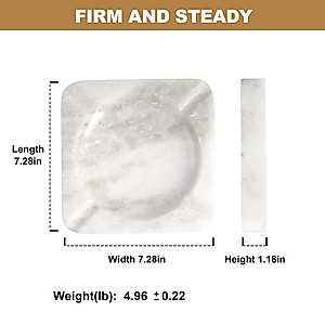 Koville African Natural Marble Cigar Ashtray, 7.28" Large Square Cigarettes Ash Tray, Cool Ashtrays for Patio, Indoor, Smoking Accessory for Home Office Hotel Decor(Namib Fantasy)