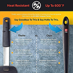 DI ORO Silicone Spatula Set - Rubber Kitchen Spatulas for Baking, Cooking, & Mixing - 600°F Heat-Resistant & BPA Free Silicone Scraper Spatulas for Nonstick Cookware - Dishwasher Safe (4pc, Black)