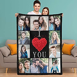 Youltar I Love You Gifts-Personalized Photos Blanket for Girlfriend/Boyfriend Anniversary Custom Gifts for Couples, Valentines Christmas Customized Gifts