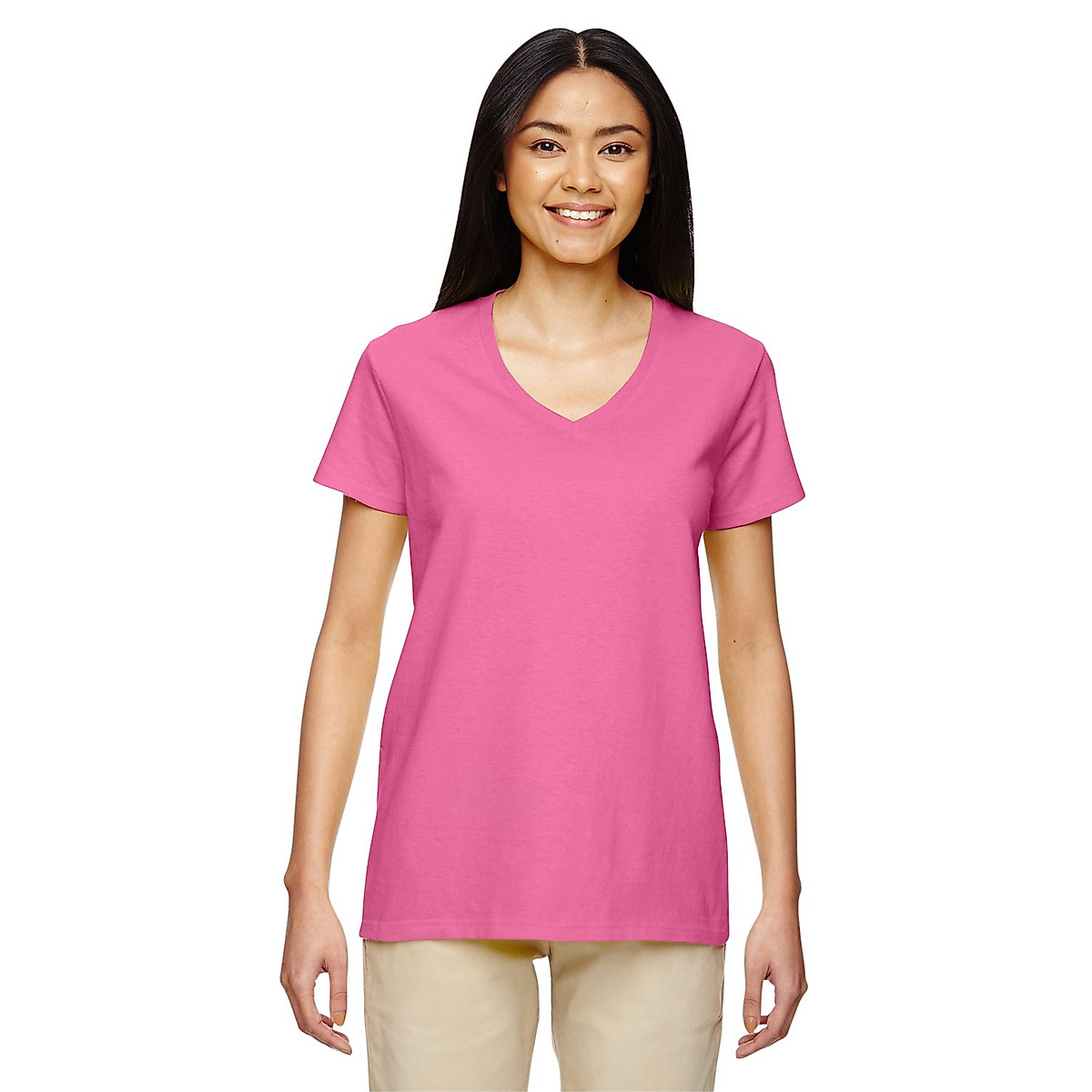 Gildan Women's Softstyle V-Neck T-Shirt - X-Large - Azalea