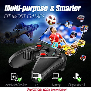 TERIOS Mobile Game Controller for Android – PC Controller – Gaming Remote for Smartphones/PS3/Windows – Instant Play and Turbo Function – Responsive Action Buttons