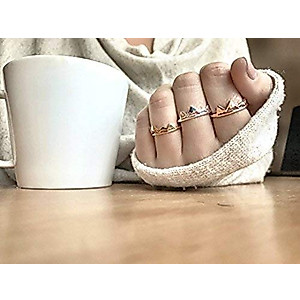 Altitude Boutique Mountain Ring, Snowy Mountain Jewelry for Women, Outdoor Enthusiast Gifts, Adjustable Size (Silver)