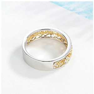 KnBoB Women Hollow Flowers Round Shape 0.31ct Diamond Ring 18K Gold Promise Wedding Engagement Bridal Anniversary Ring Size 4