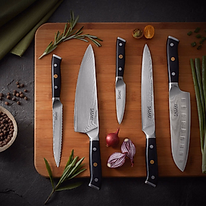 Sasaki Masuta Japanese AUS-10 Stainless Steel Slicing Knife with Locking Sheath, 8-Inch, Black