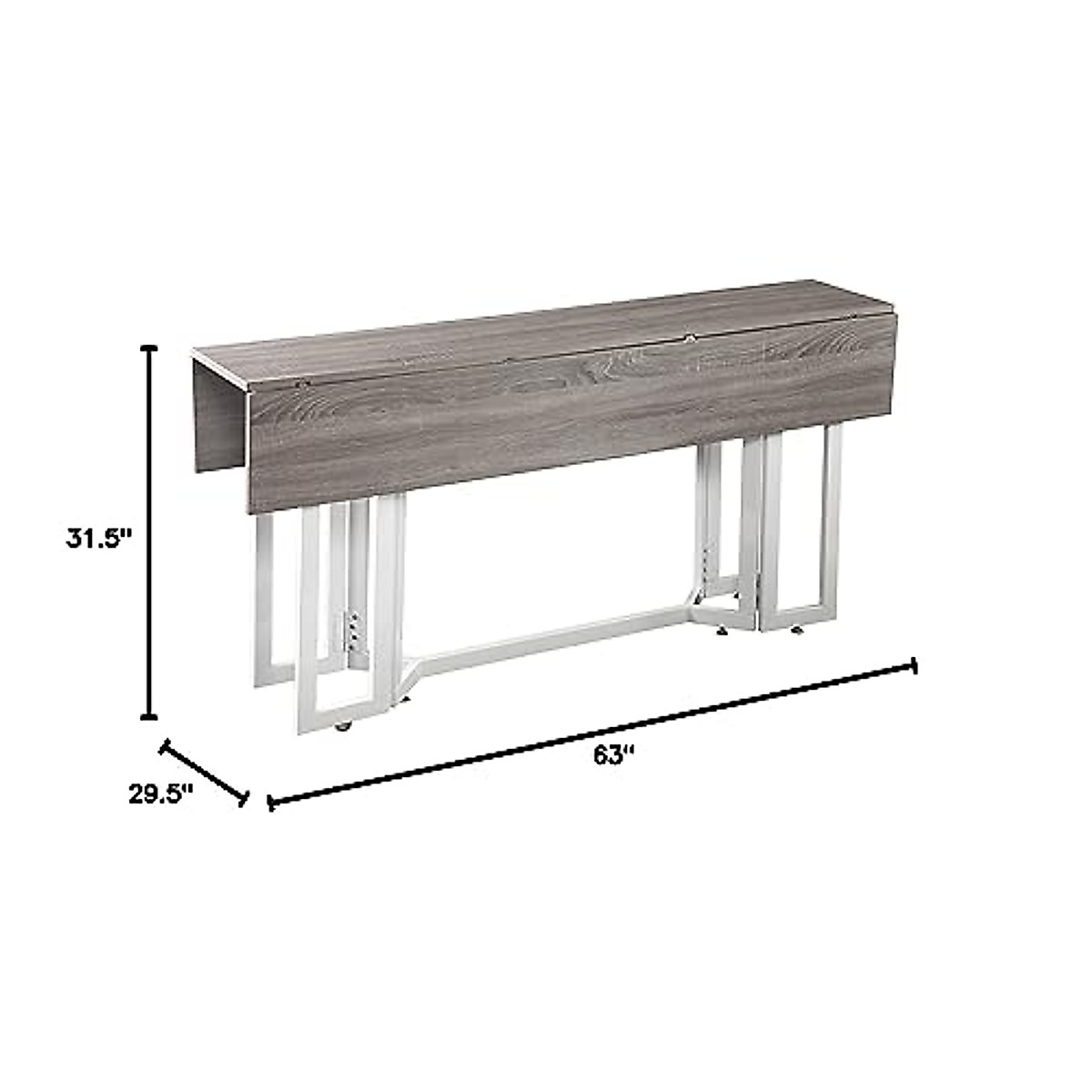 SEI Furniture Driness Drop Leaf Console to Dining Convertible Table, Weathered Gray, White