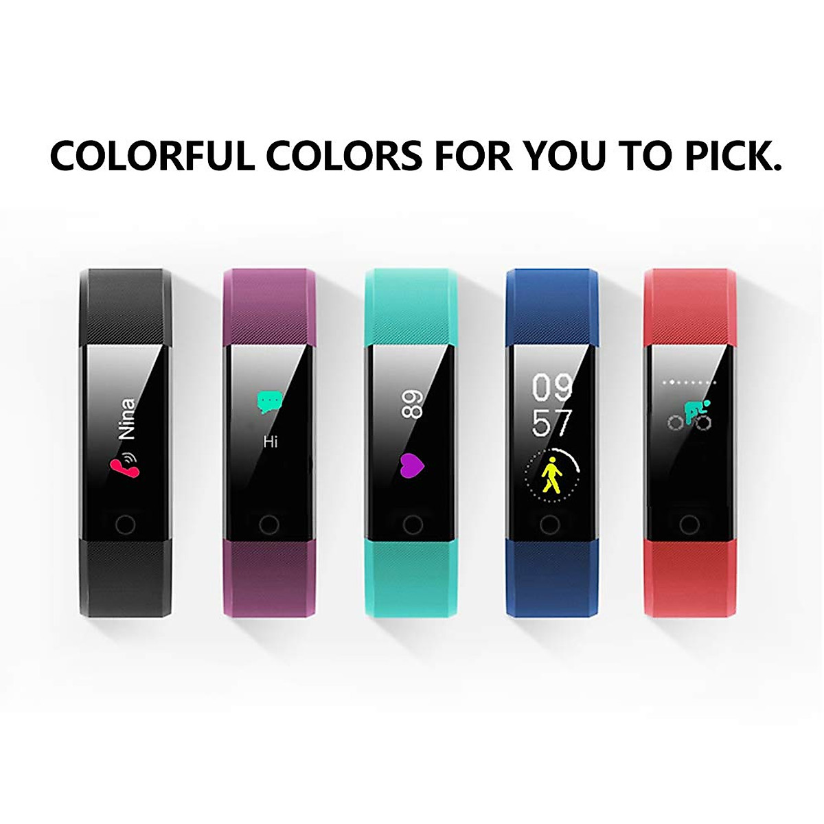 Fitness Tracker Watch, Fitness Watch Band for Women Men Smart Wristband Watches Activity Tracker Band Waterproof Wrist Smartwatch Bracelet Bluetooth Heart Rate Blood Pressure Monitor Watch (Blue)