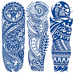 Semi-permanent Tribal Tattoos, 3-Sheet Temporary Tattoo,Plant-Based Ink Fake Tattoos