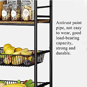 MOAMUN Kitchen Storage Rolling Cart 5-Tier Kitchen Rack Metal Standing Shelf Storage Shelving Unit Organizer for Kitchen Bathroom Garage Pantry