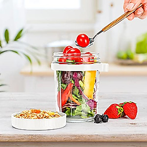 Xigugo Overnight Oats Container with Lid and Spoon,Overnight Oats Jars, 106 oz Cereal, Milk, Vegetable and fruit Salad Storage Container with Measurement Marks (grey2)