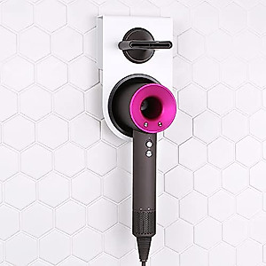Magnet Bracket Stand Holder for Supersonic hair dryer, Simple Wall Mounted Storage Rack Organizer for Supersonic Hair dryer and 1 Nozzle, No Drilling installation, (Off White)